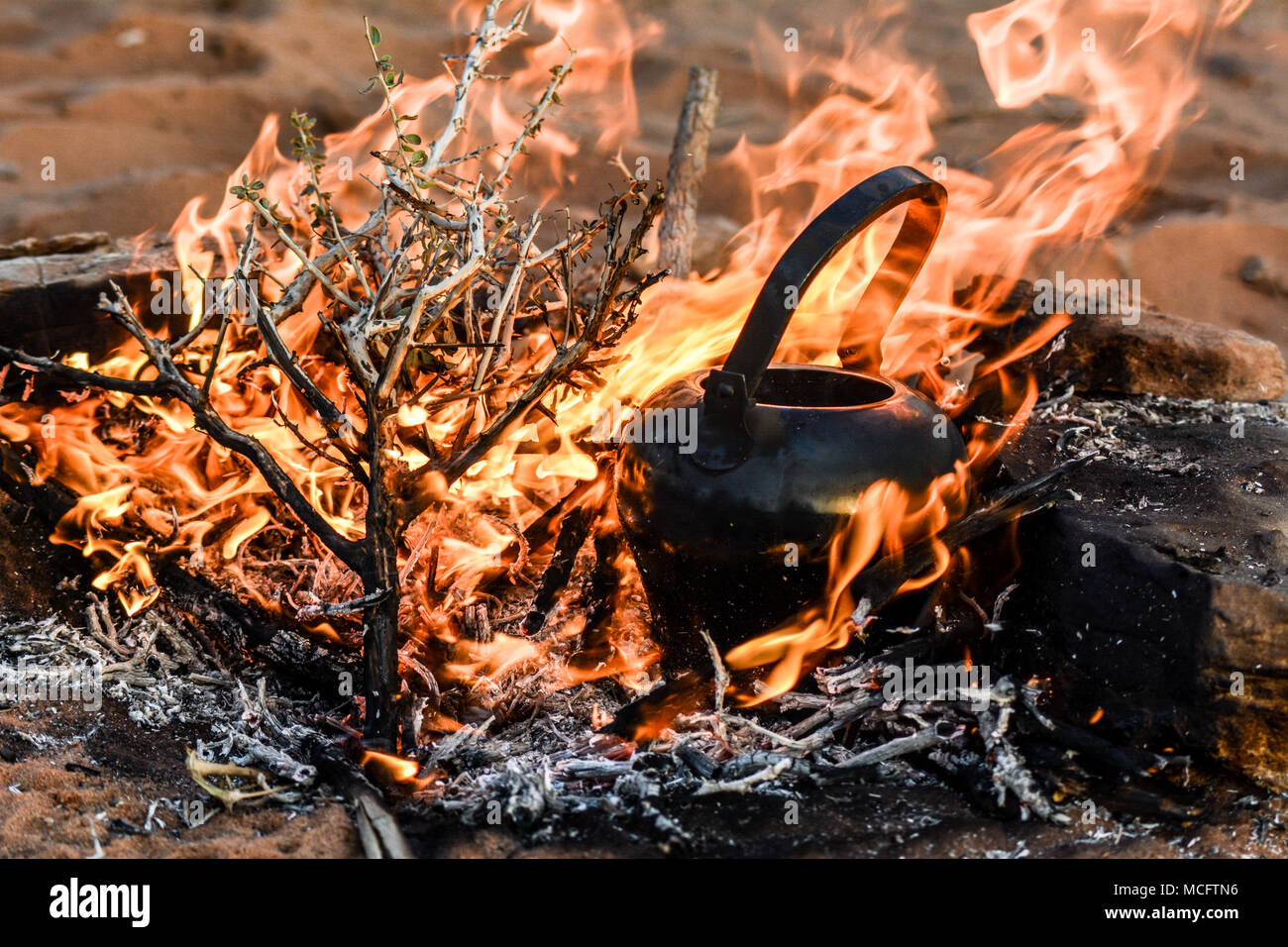 making tea in desert Stock Photo - Alamy