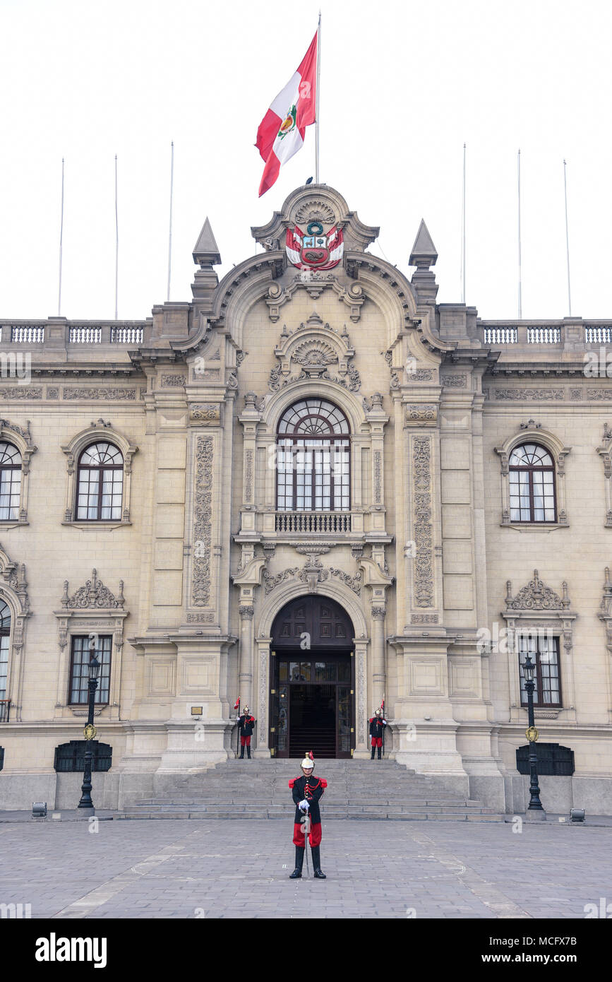 Lima / Peru - 07.18.2017: Presidential guard on duty in front of the ...