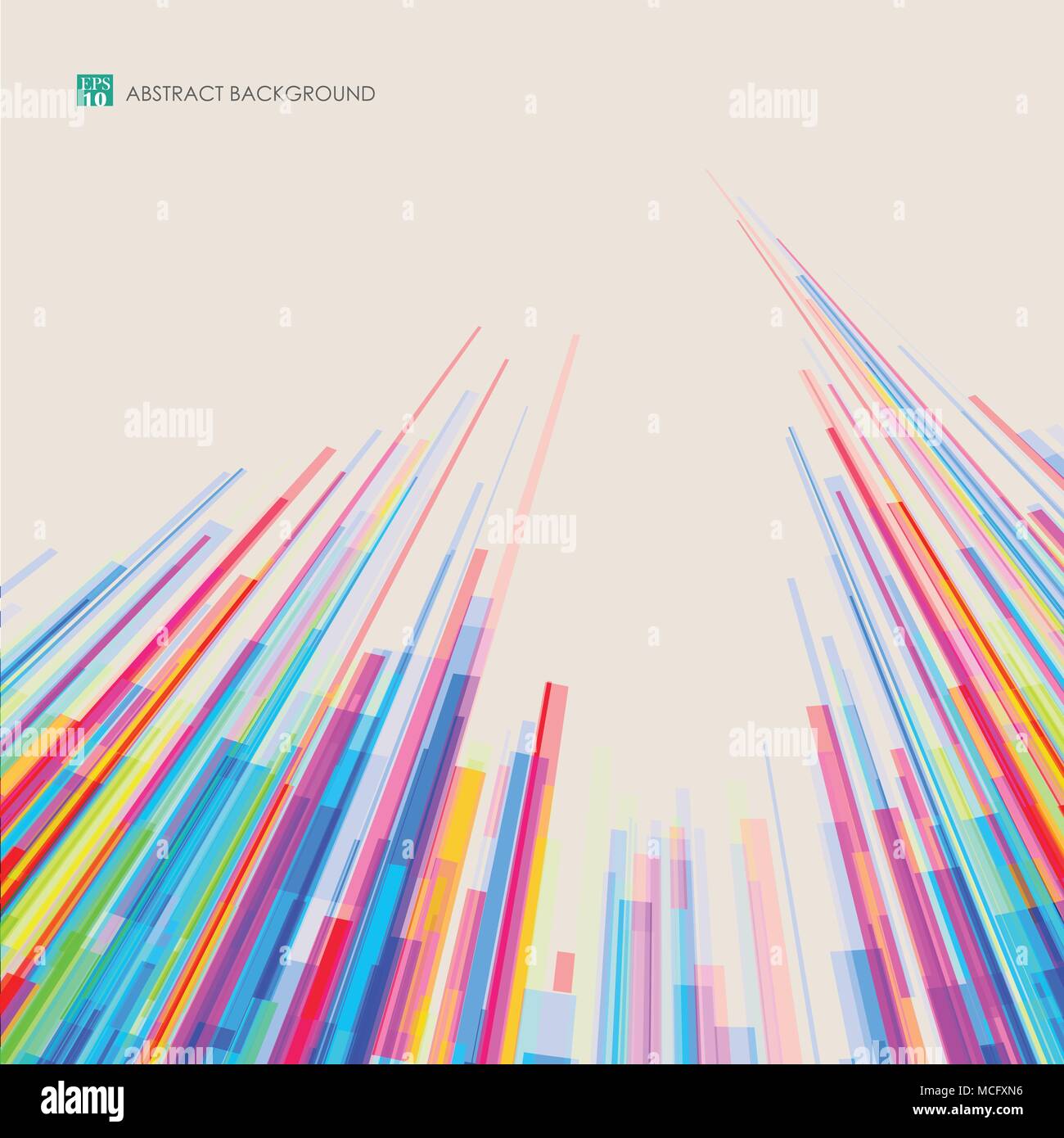 Abstract of tower of colorful lines in pattern background. Illustration ...