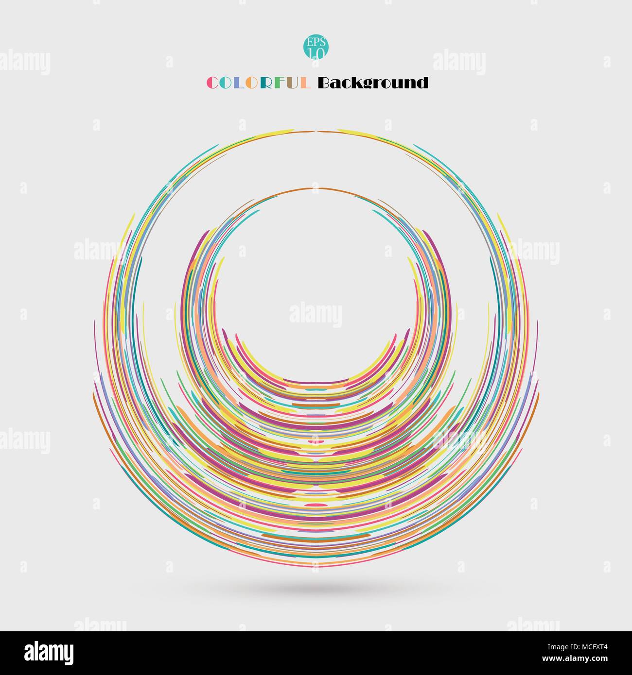 Circle of distort colorful lines pattern background. Abstraction of ...