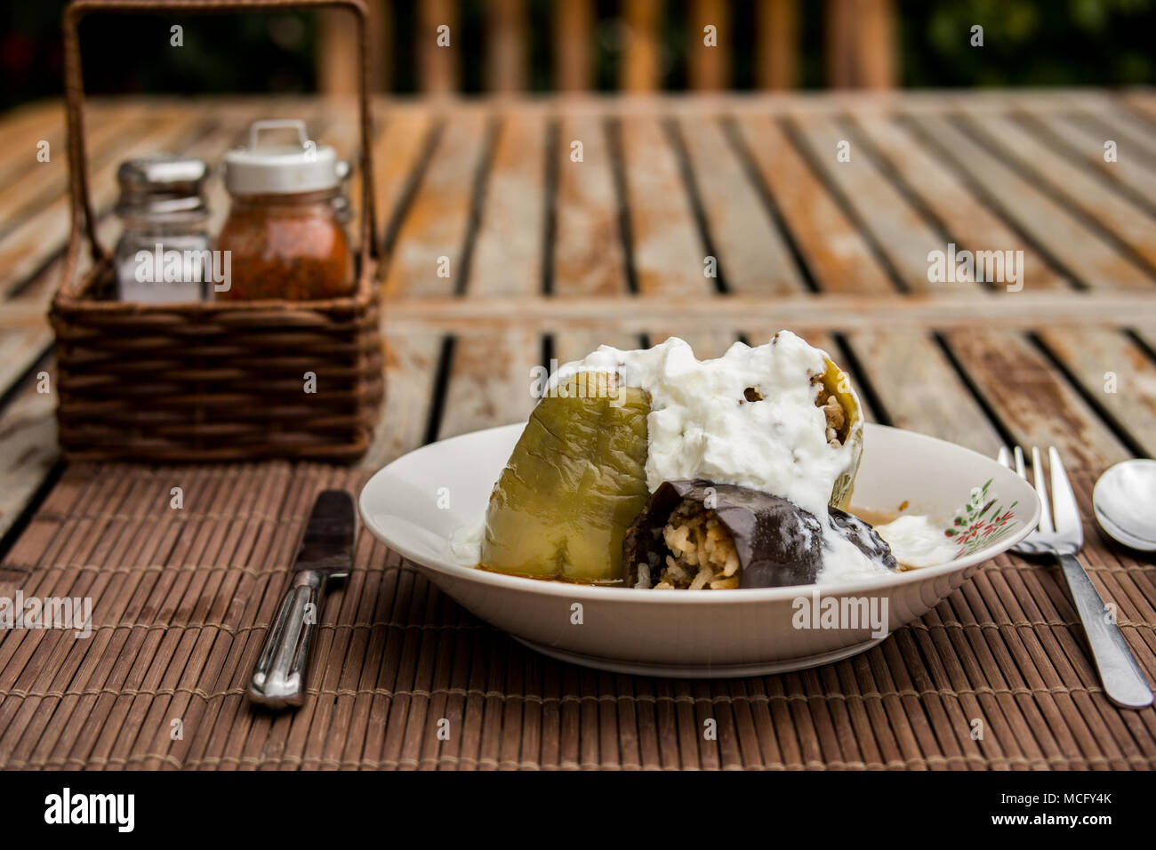 Traditional Turkish Food Dolma with Yogurt Stock Photo - Alamy
