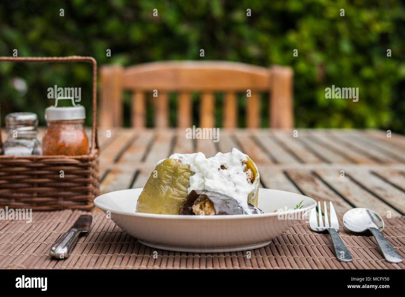Traditional Turkish Food Dolma with Yogurt Stock Photo - Alamy