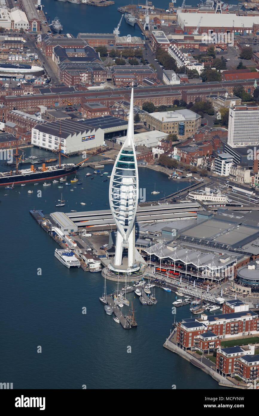 Aerial view Spinnaker Tower Portsmouth Hampshire England Stock Photo ...