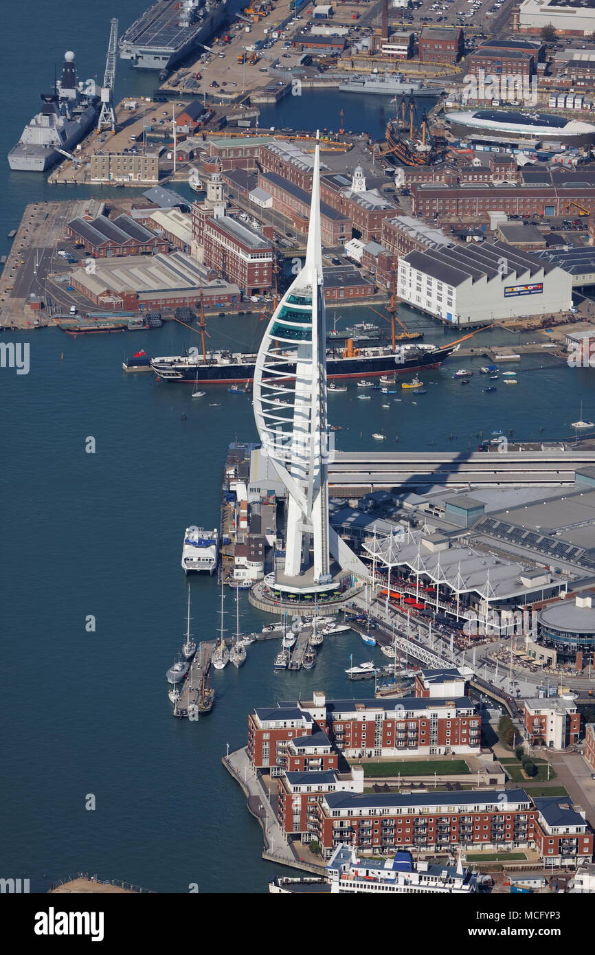 Aerial view spinnaker tower hi-res stock photography and images - Alamy