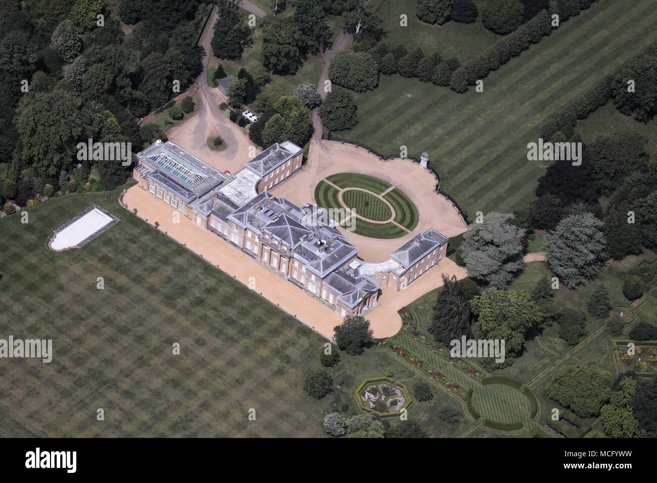 Aerial view of splended mansion in Hackwood Park Basingstoke Hampshire ...