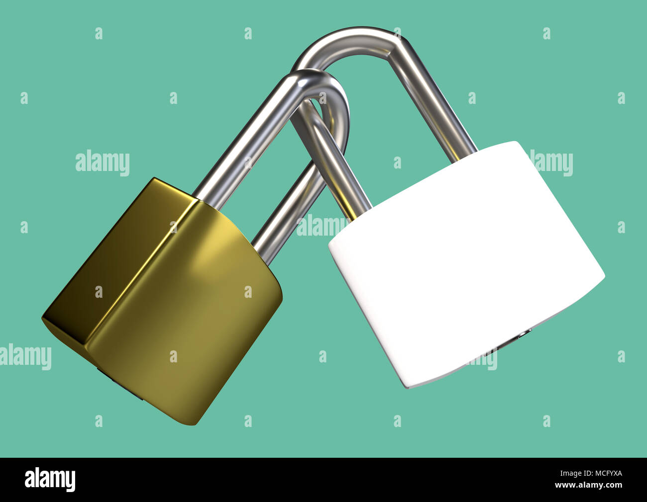 Two padlocks locked together hi-res stock photography and images - Alamy