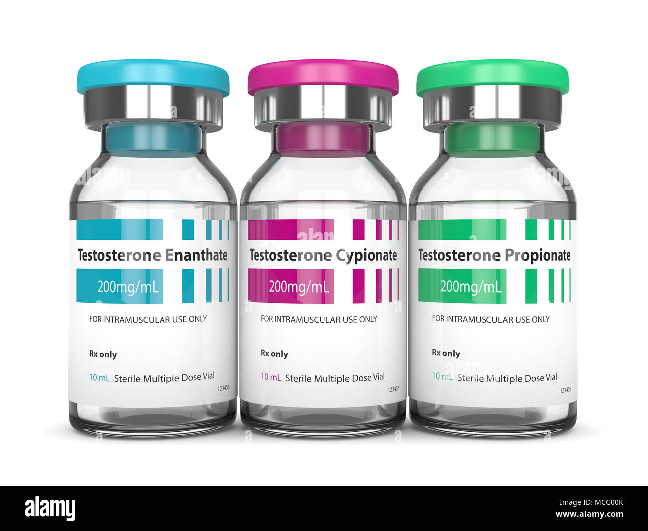 3d render of testosterone injection vials over white background Stock ...