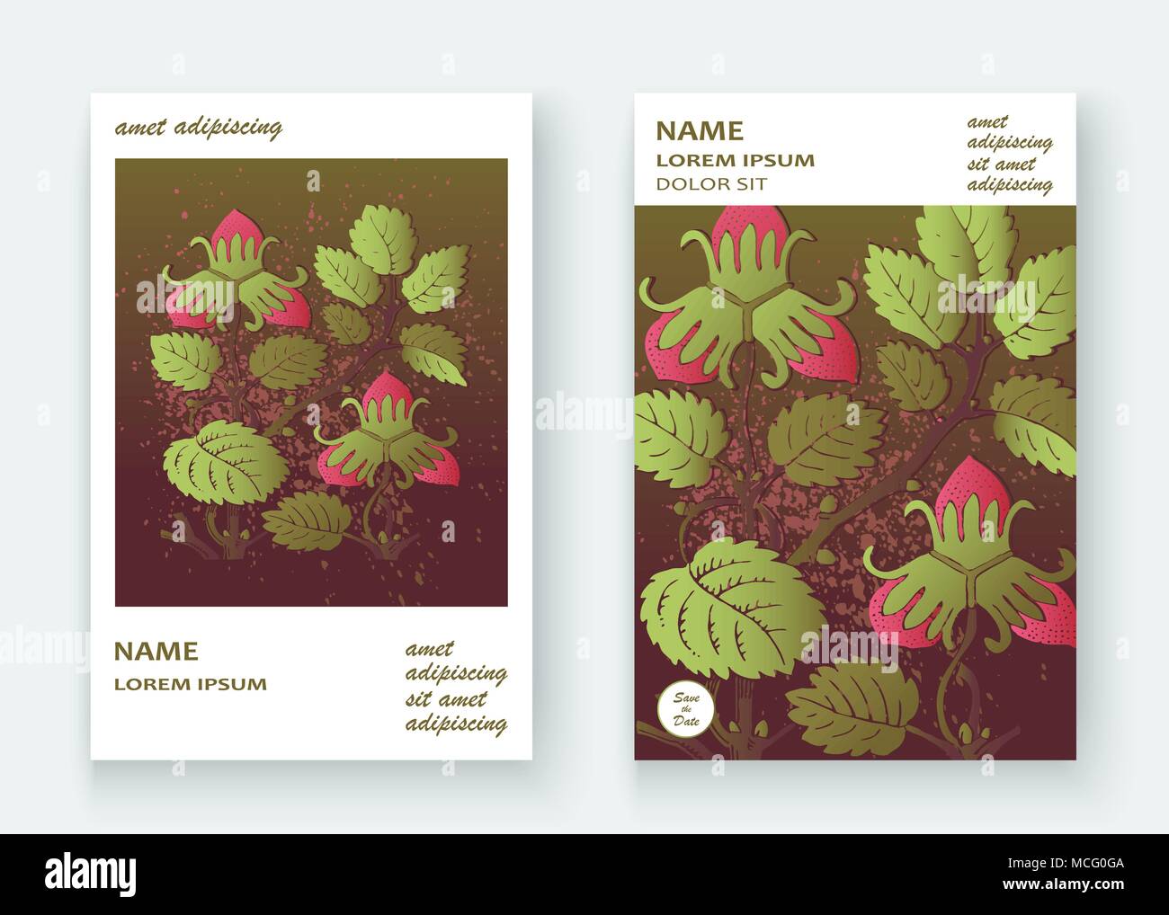 Strawberry pattern design templates product. Hand drawn red berry. Cute ...