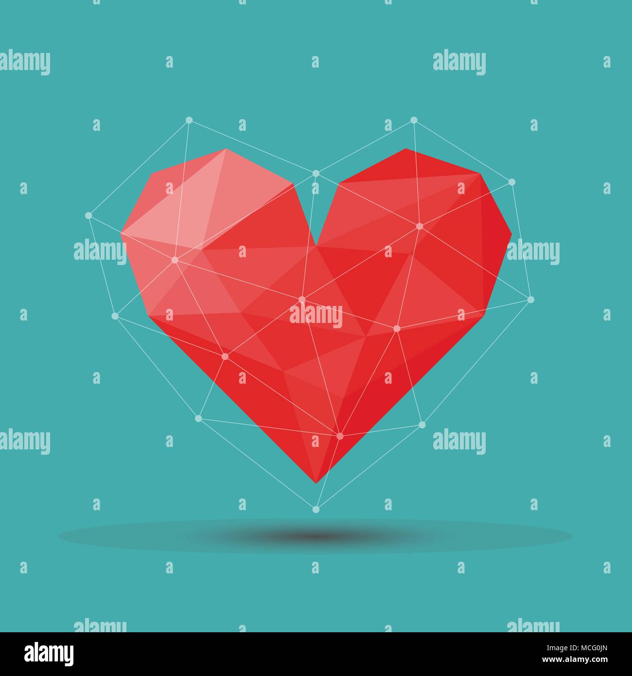 Polygon Red Heart Icon For Valentine's Day Stock Vector Image & Art - Alamy