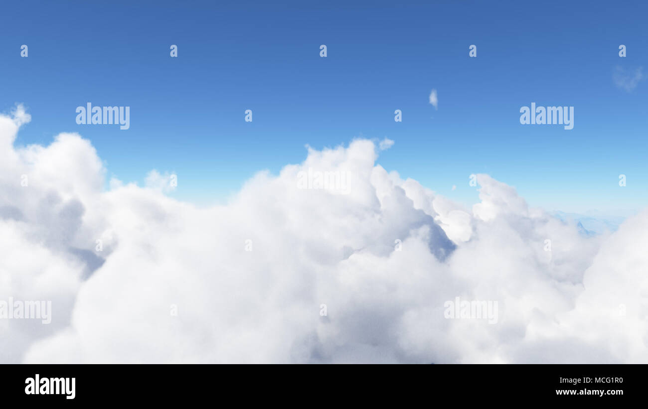 Blue sky with clouds 3D render Stock Photo - Alamy
