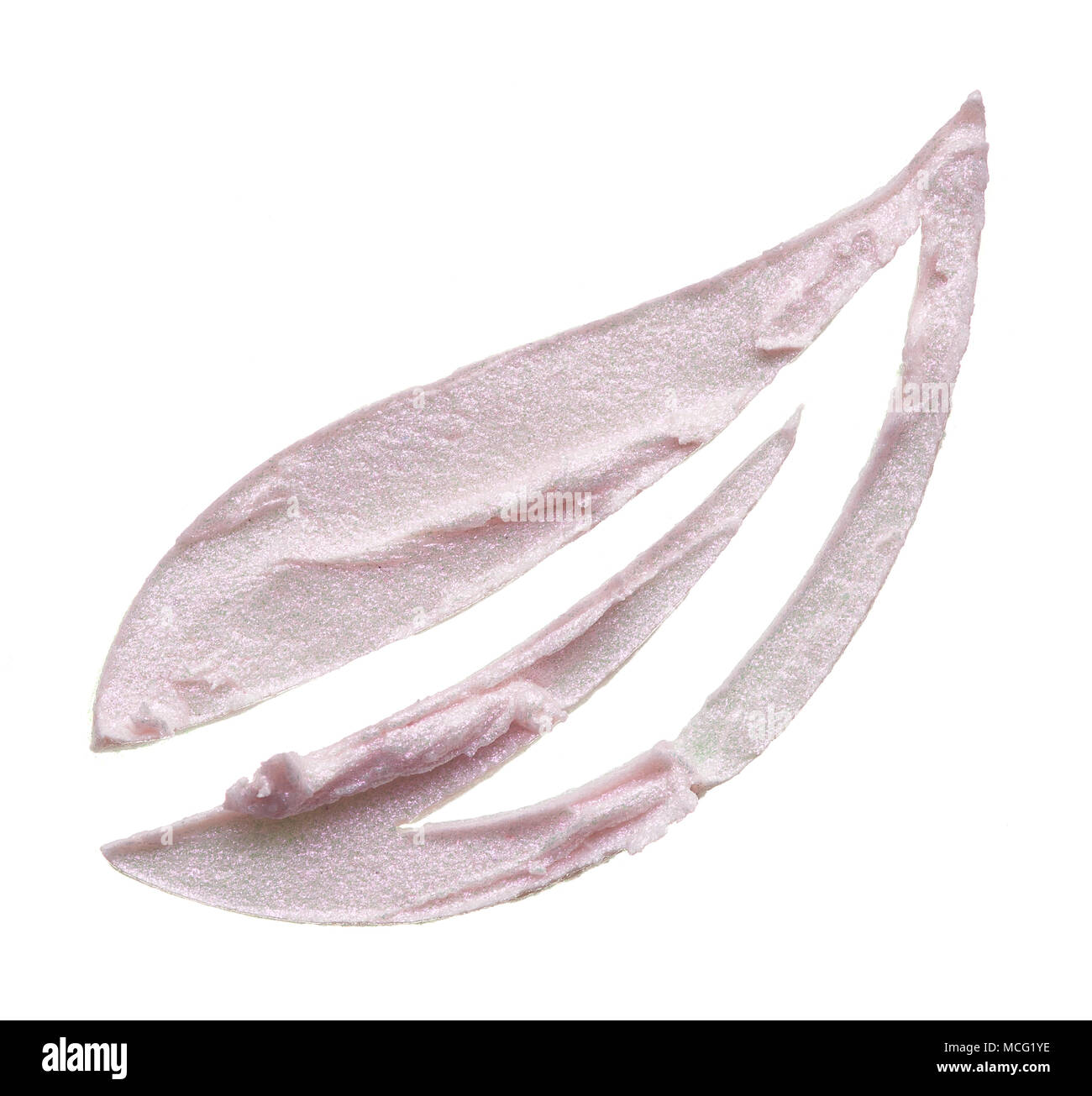 Exclusive textures of cosmetic products in leaf form on white ...