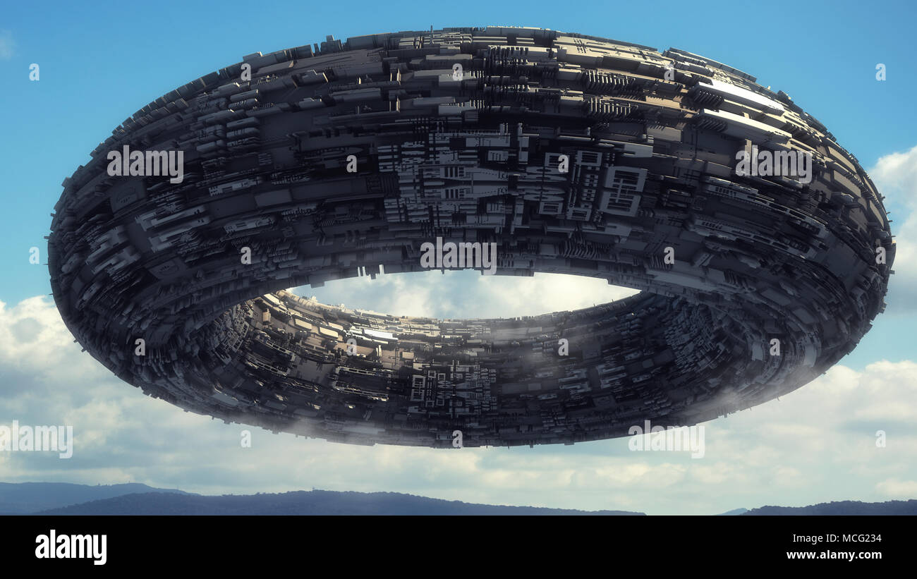 3D render. Alien spaceship unidentified flying object Stock Photo - Alamy