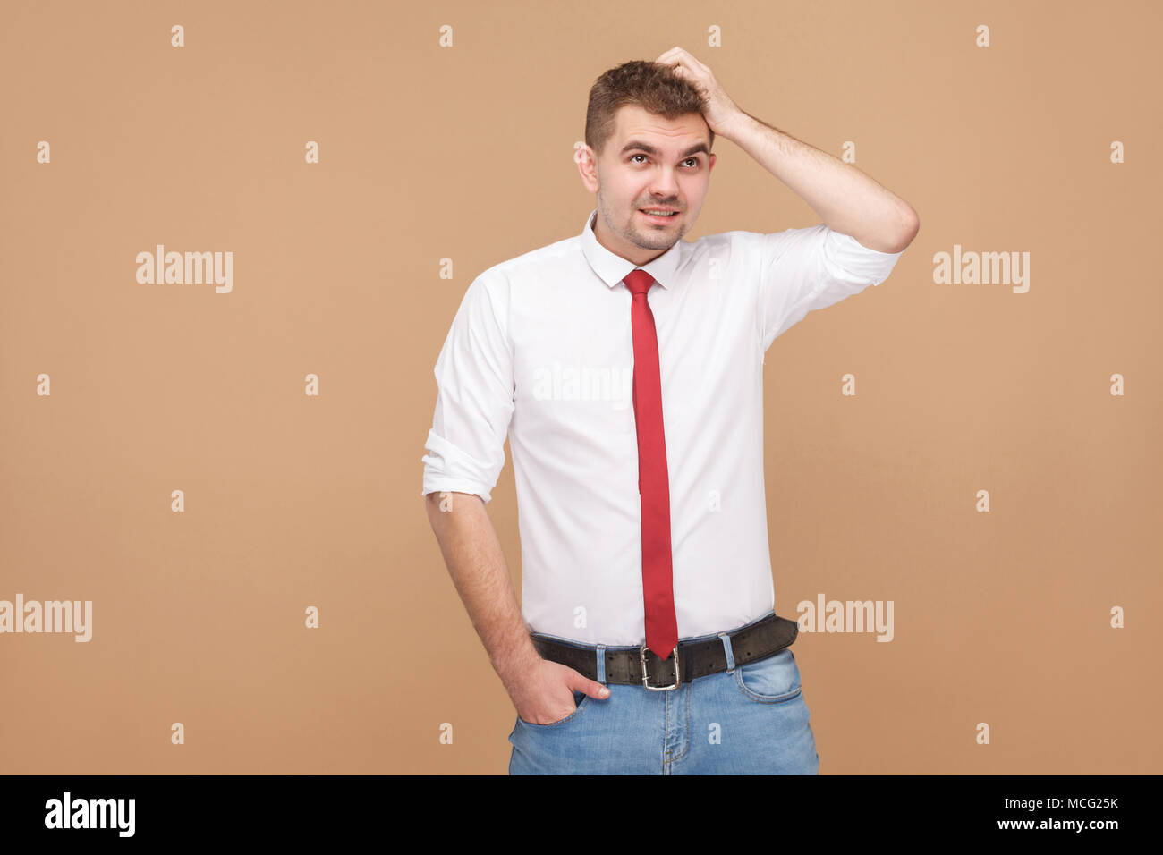 Success young adult boss thinking. Business people concept, good and ...