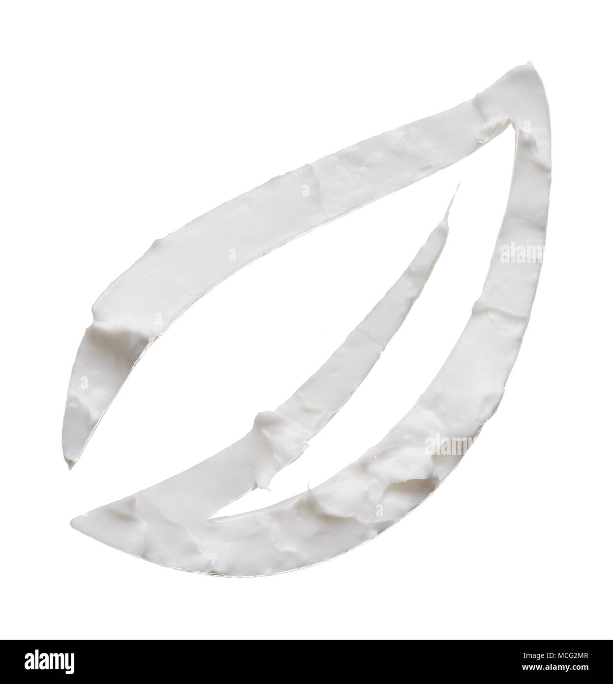 Exclusive textures of cosmetic products in leaf form on white ...