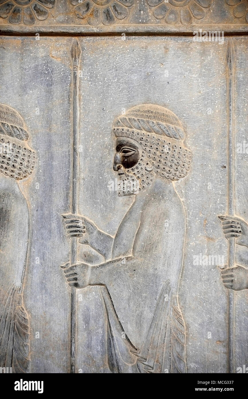 Persian soldier, bas-reliefs in Persepolis, Iran Stock Photo - Alamy
