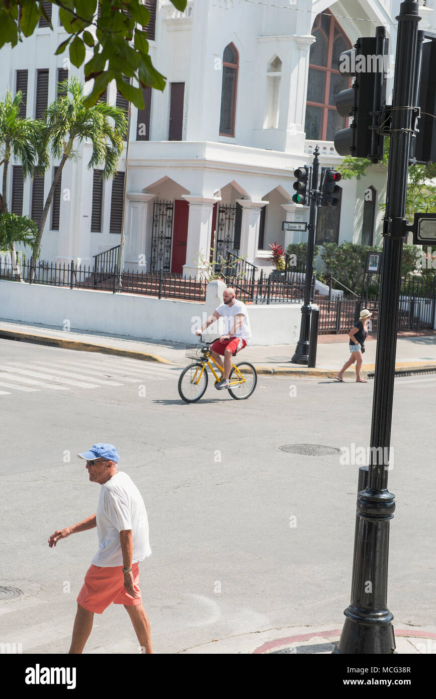 The intersection of Eaton and Duval Streets in Key West, Florida Stock ...