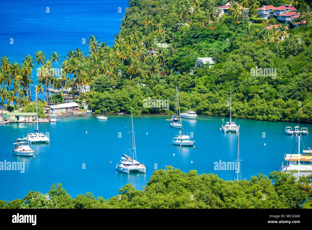 Marigot Bay, Saint Lucia, Caribbean. Tropical bay and beach in exotic ...