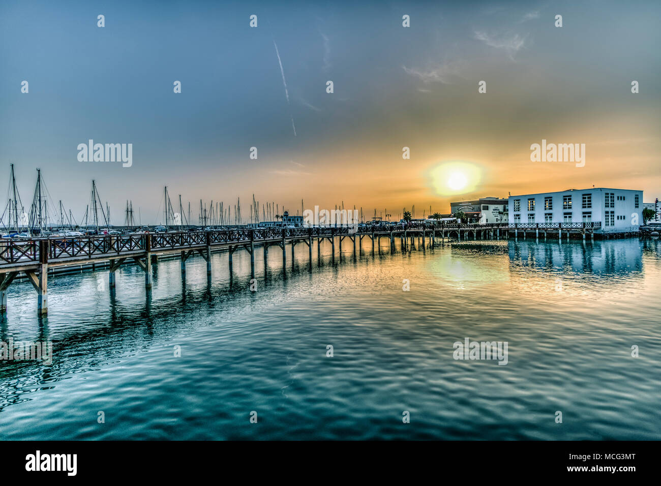 Lanzarote - Sunset in Rubicon Marina in Playa Blanca Stock Photo - Alamy