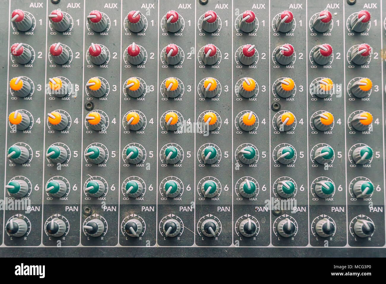 Control details on the mixing console Stock Photo - Alamy