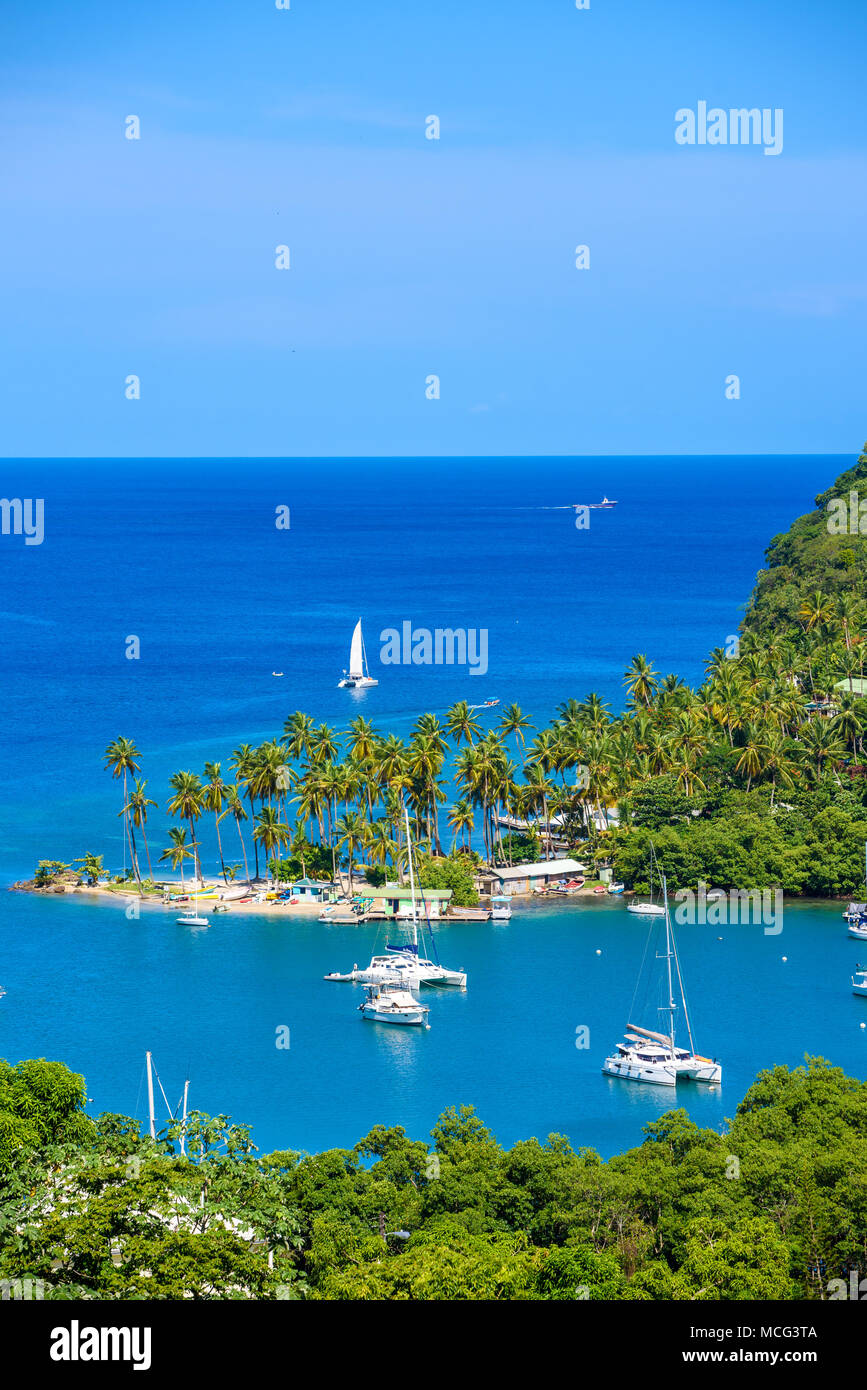Marigot Bay, Saint Lucia, Caribbean. Tropical bay and beach in exotic ...