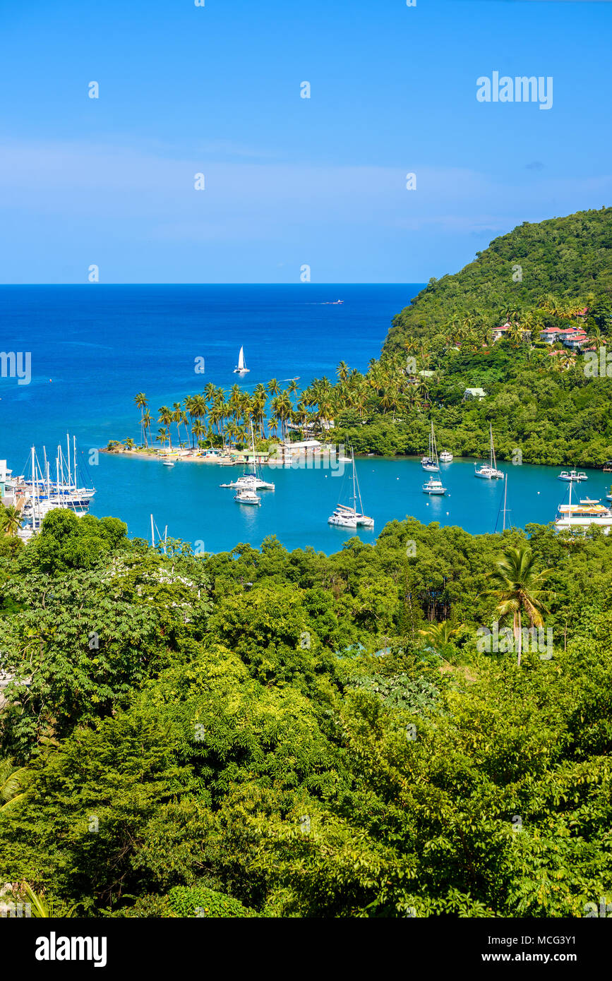 Marigot Bay, Saint Lucia, Caribbean. Tropical bay and beach in exotic ...