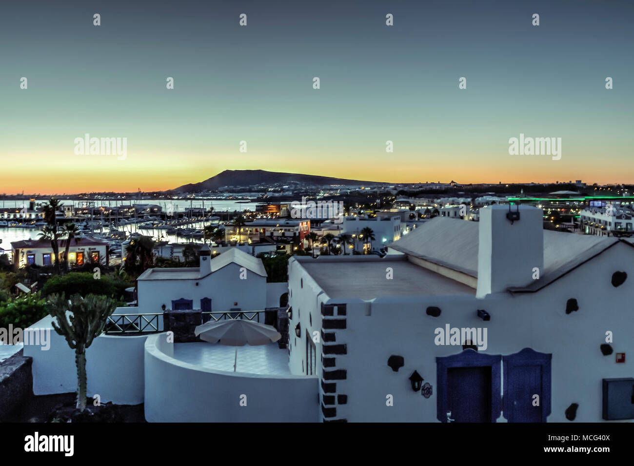 Lanzarote - Sunset in Rubicon Marina in Playa Blanca Stock Photo - Alamy