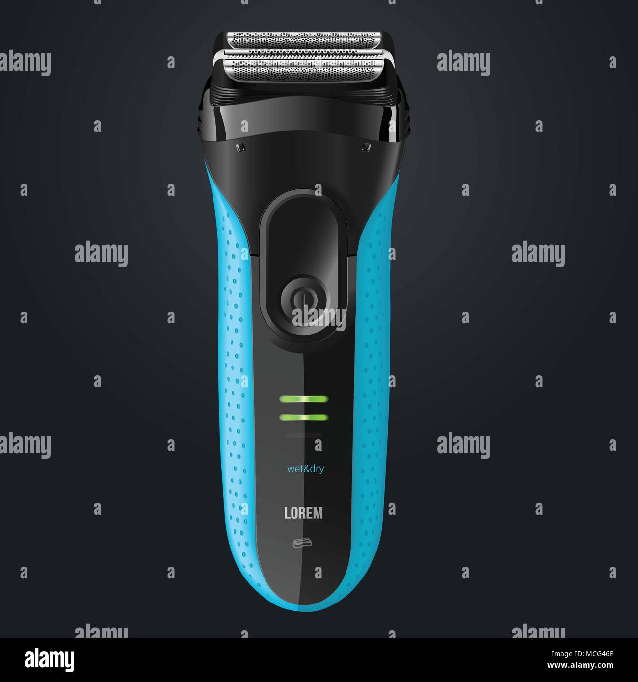 Electric shaver over dark background, product vector illustration Stock ...