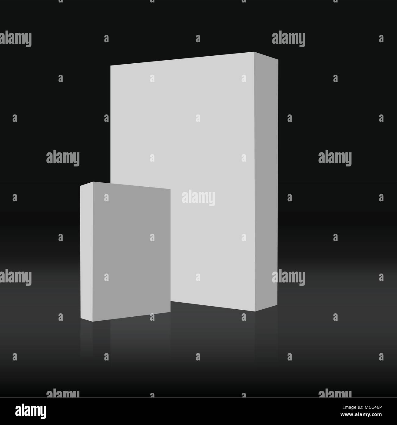 Two 3D White Boxes on Ground, Mock Up Template Ready For Your Design ...