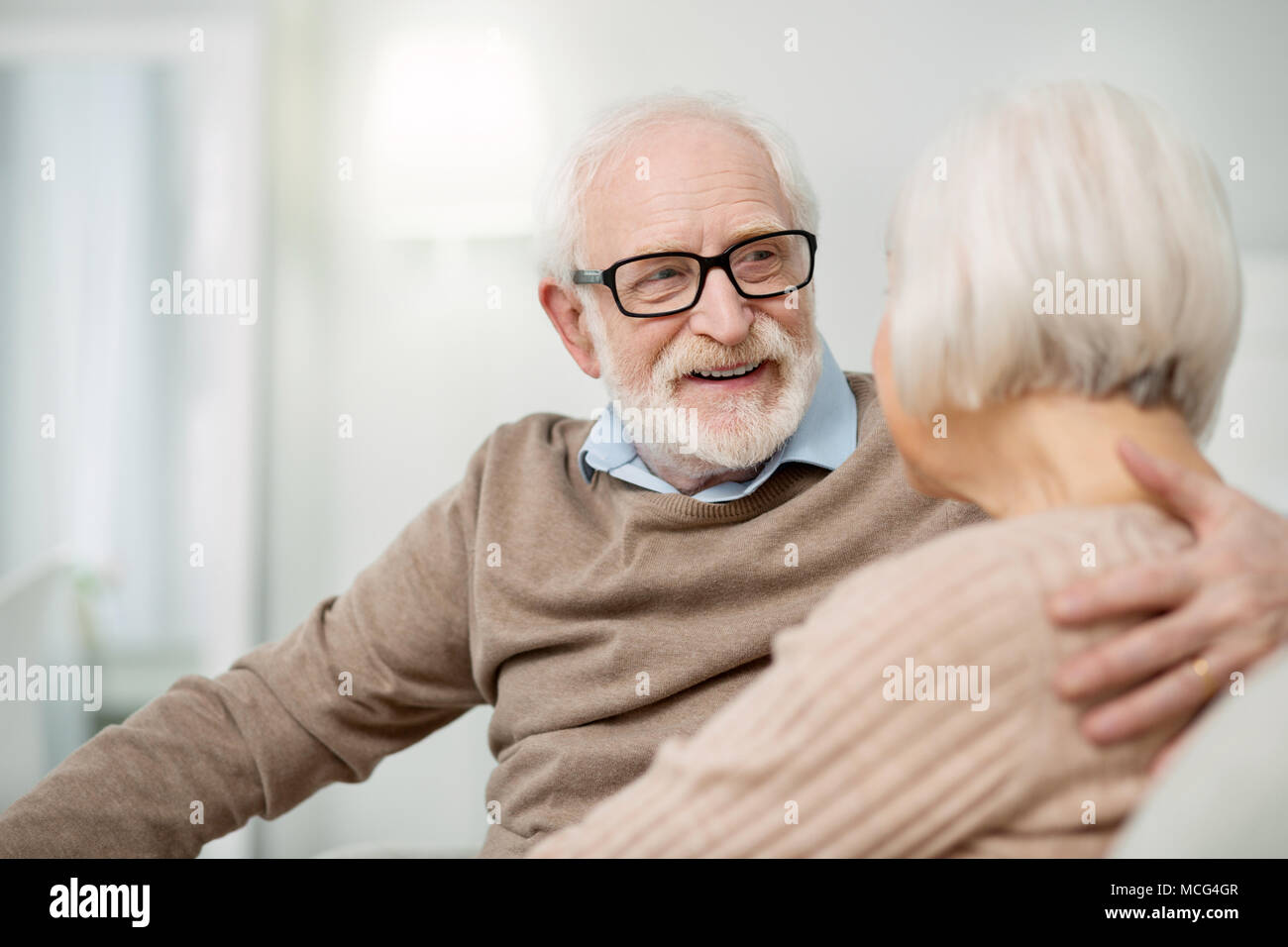 Cheerful aged man feeling happy Stock Photo - Alamy
