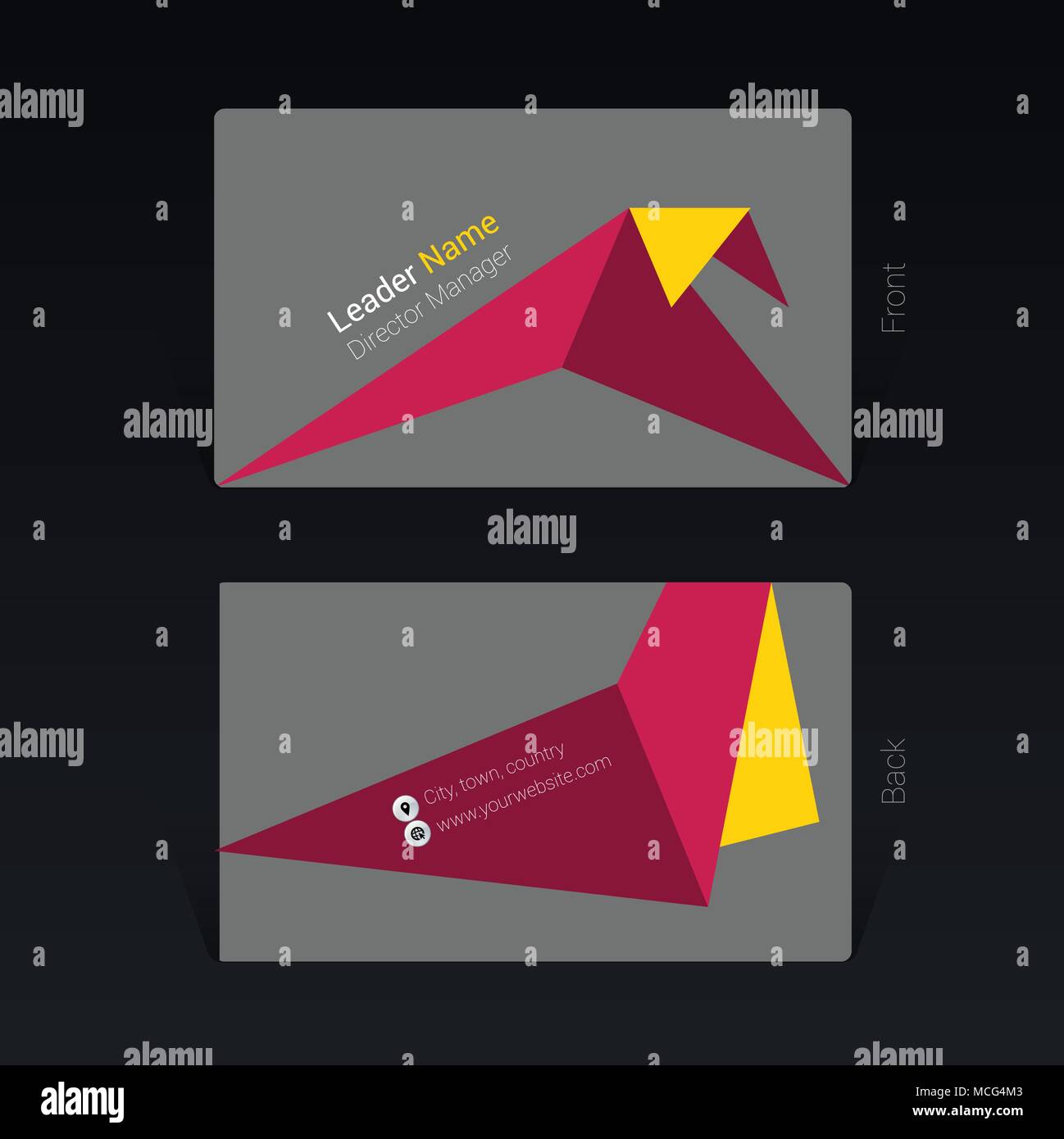 Yellow and purple business card design concept, Vector Illustration ...