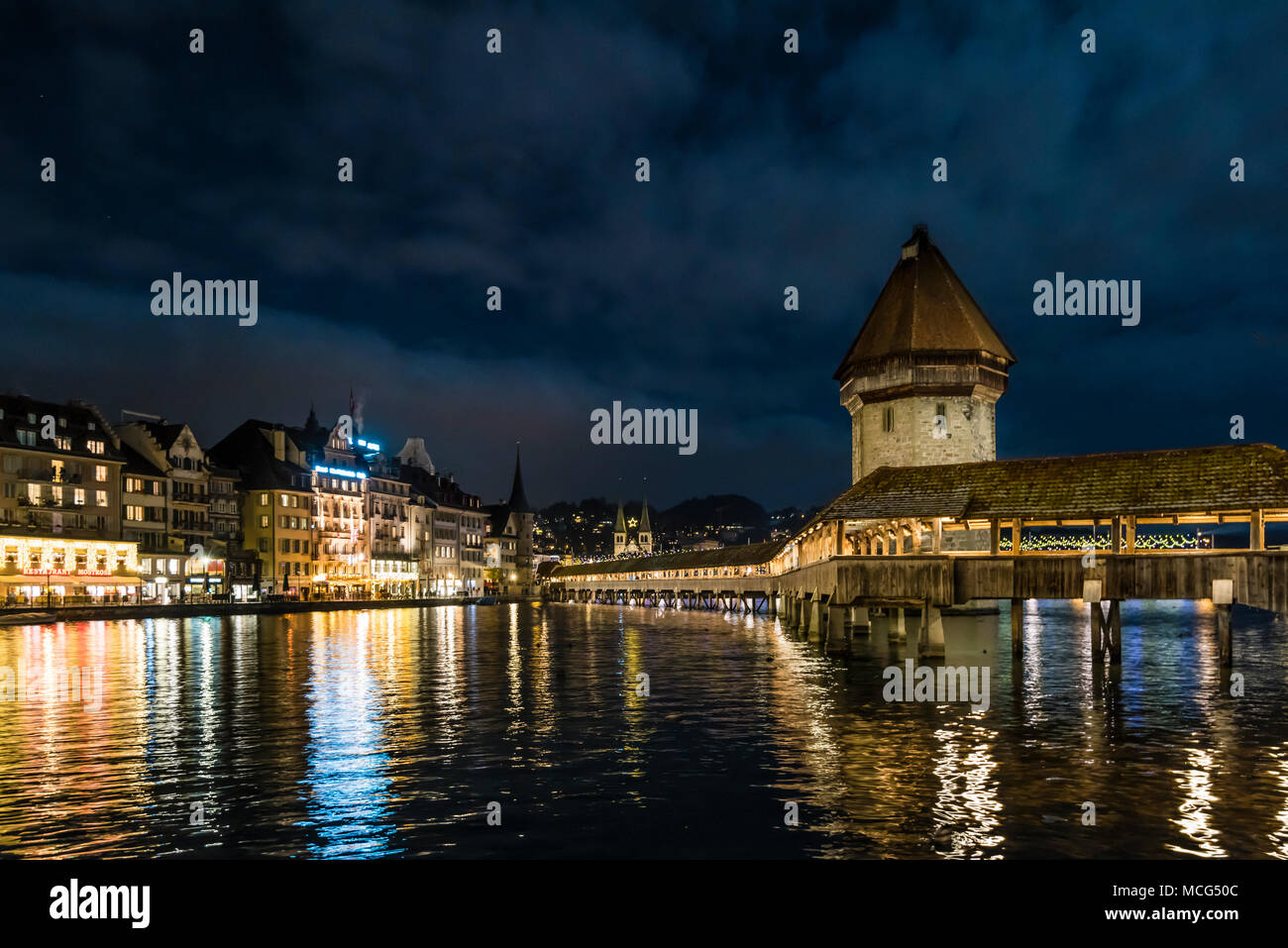 Kappelbrucke (Chapel Bridge) in Lucerne, Switzerland, Europe's oldest ...