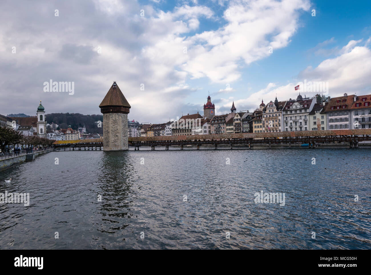 Kappelbrucke (Chapel Bridge) in Lucerne, Switzerland, Europe's oldest ...