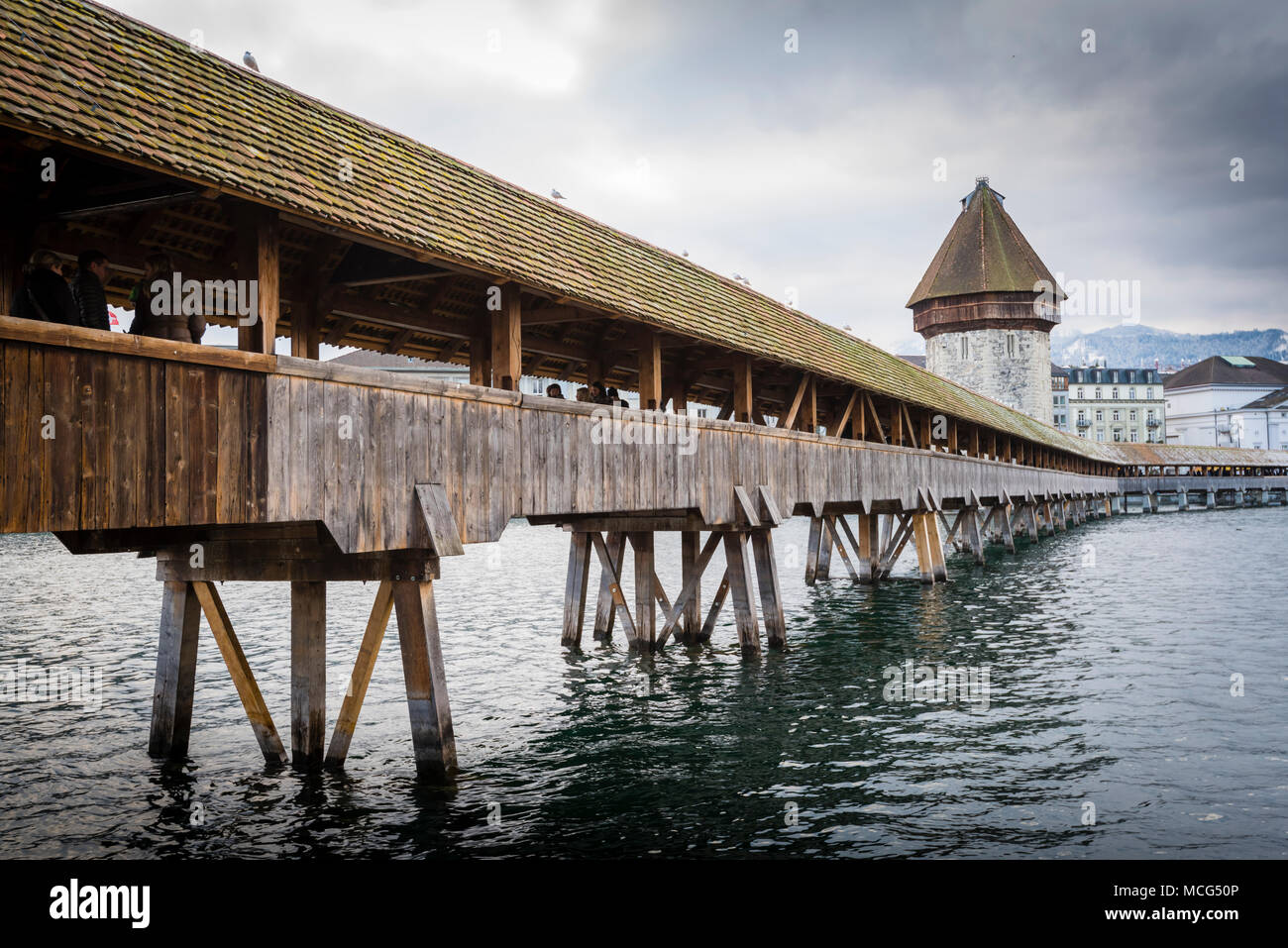 Kappelbrucke (Chapel Bridge) in Lucerne, Switzerland, Europe's oldest ...