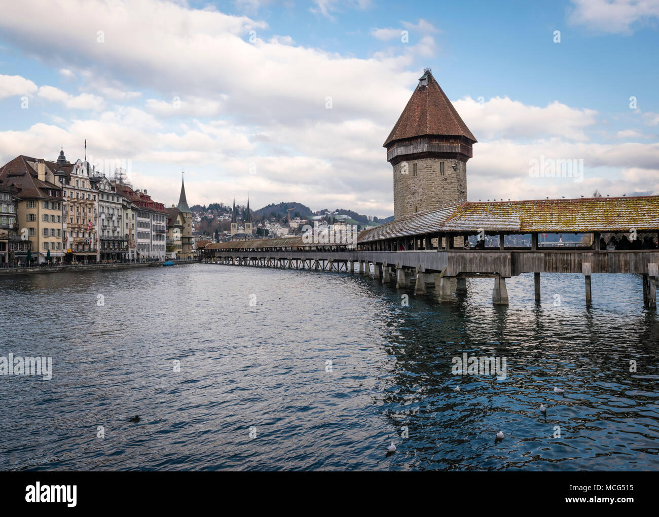 Kappelbrucke (Chapel Bridge) in Lucerne, Switzerland, Europe's oldest ...