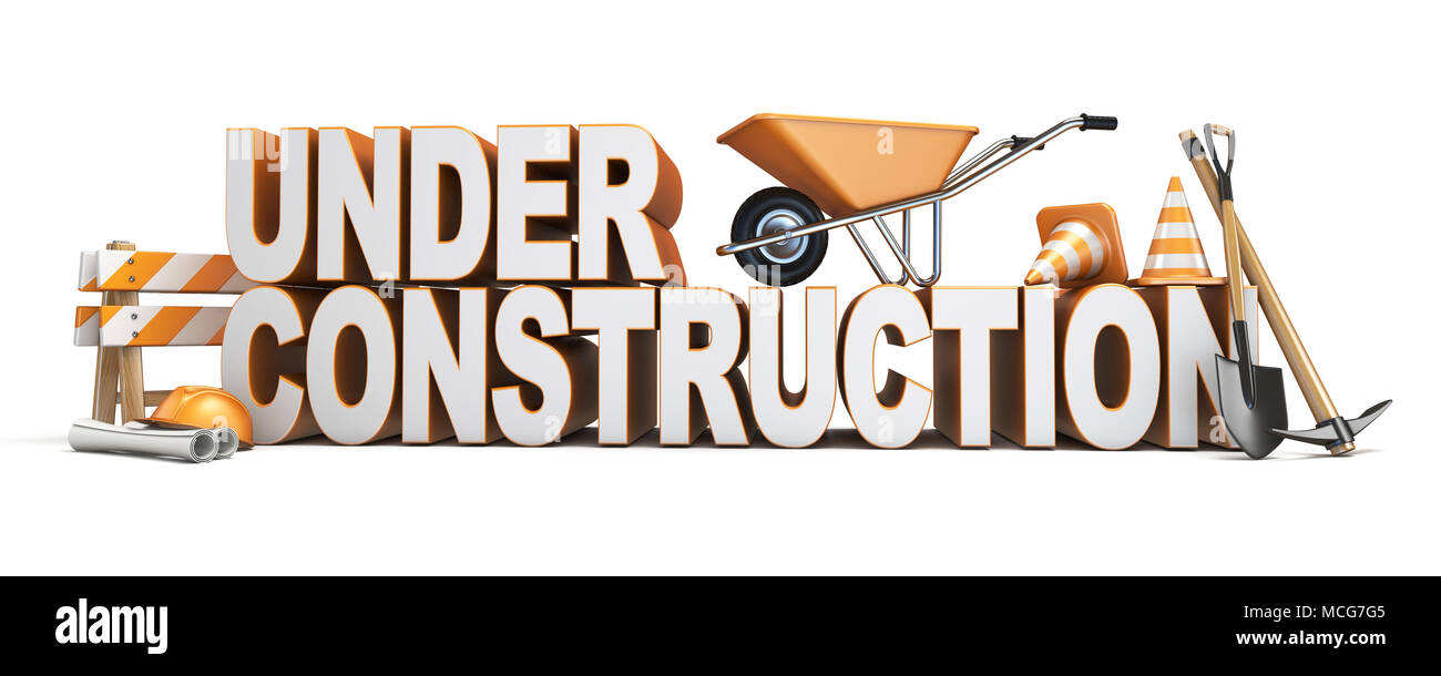 Under construction concept 3D render illustration isolated on white ...