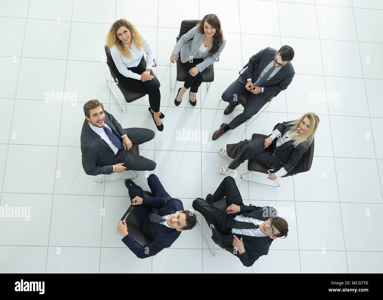 successful business team sitting in a circle Stock Photo - Alamy