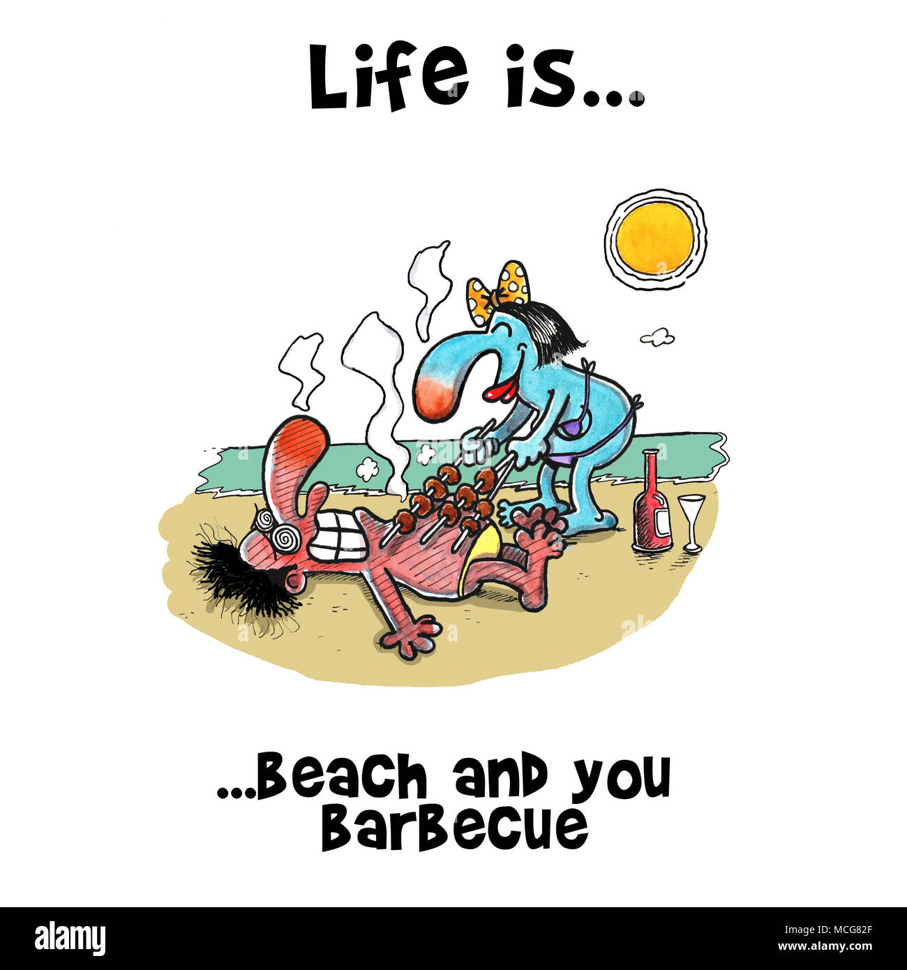 Sunburn woman illustration Cut Out Stock Images & Pictures - Alamy