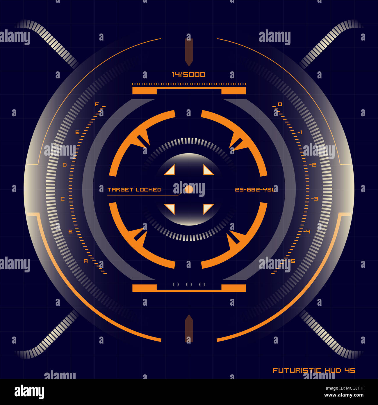 Set of futuristic graphic user interface HUD elements for dashboard or control panel. Raster ...