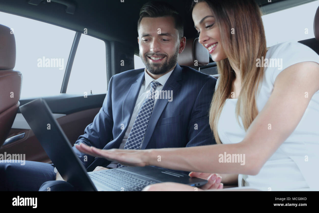 Business People Meeting Working Car Inside Stock Photo - Alamy