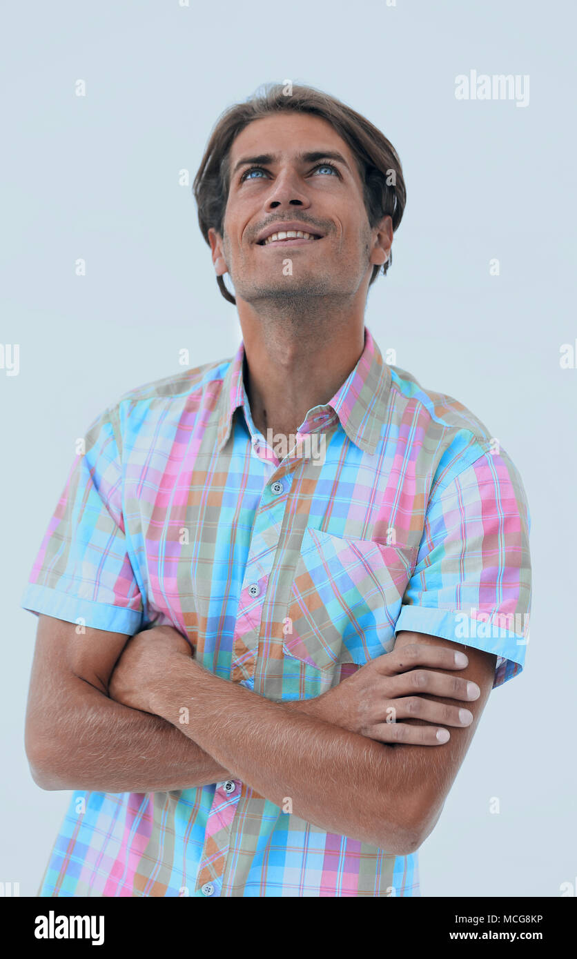 closeup. the modern man looks up Stock Photo - Alamy