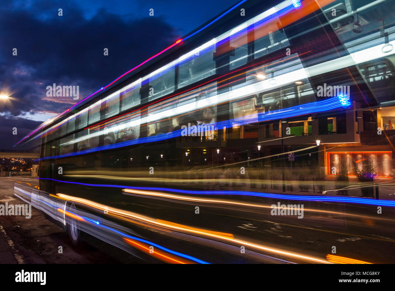 Long exposure abstract shot in a bus station Stock Photo - Alamy