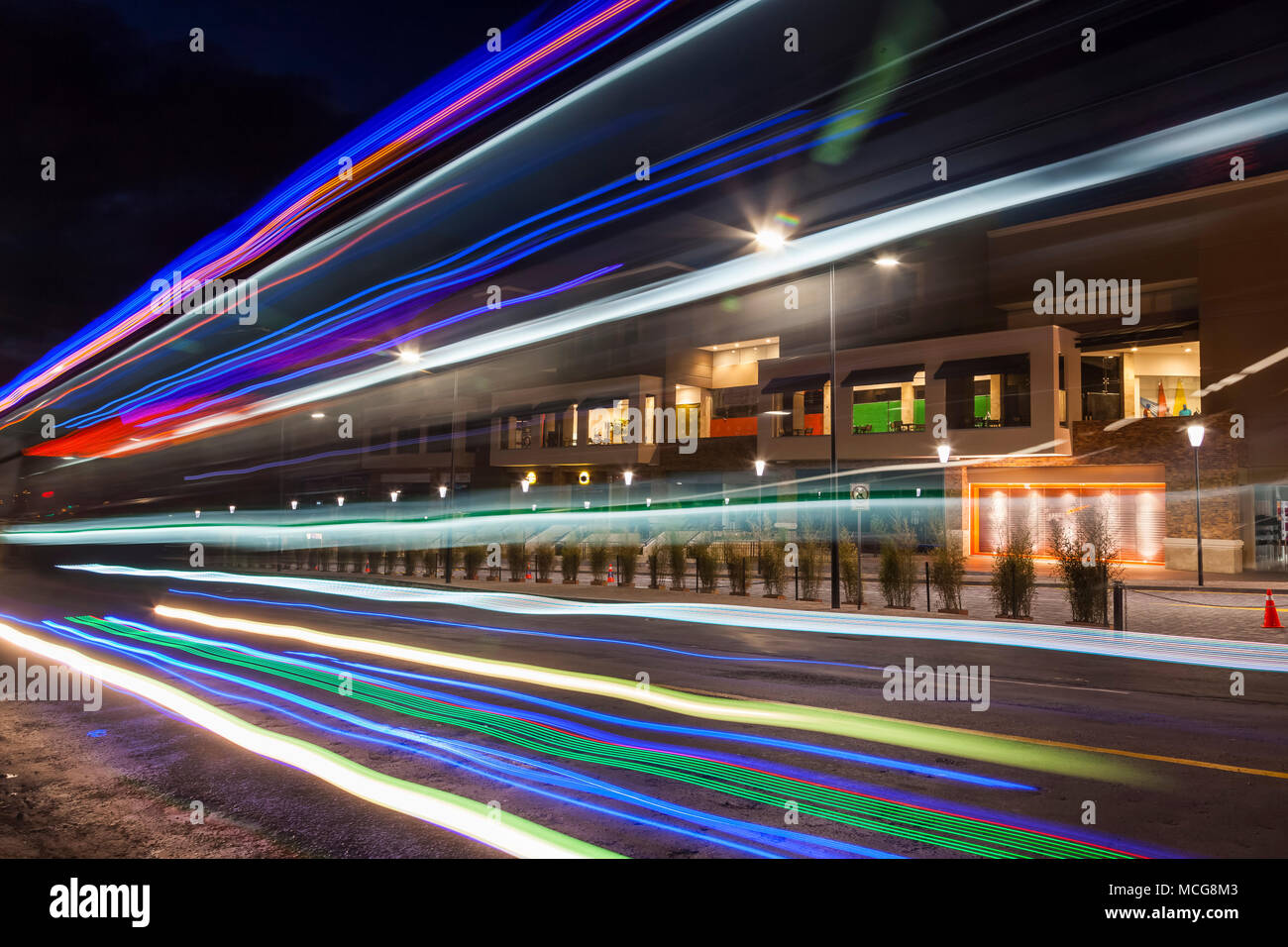 Long exposure abstract shot in a bus station Stock Photo - Alamy