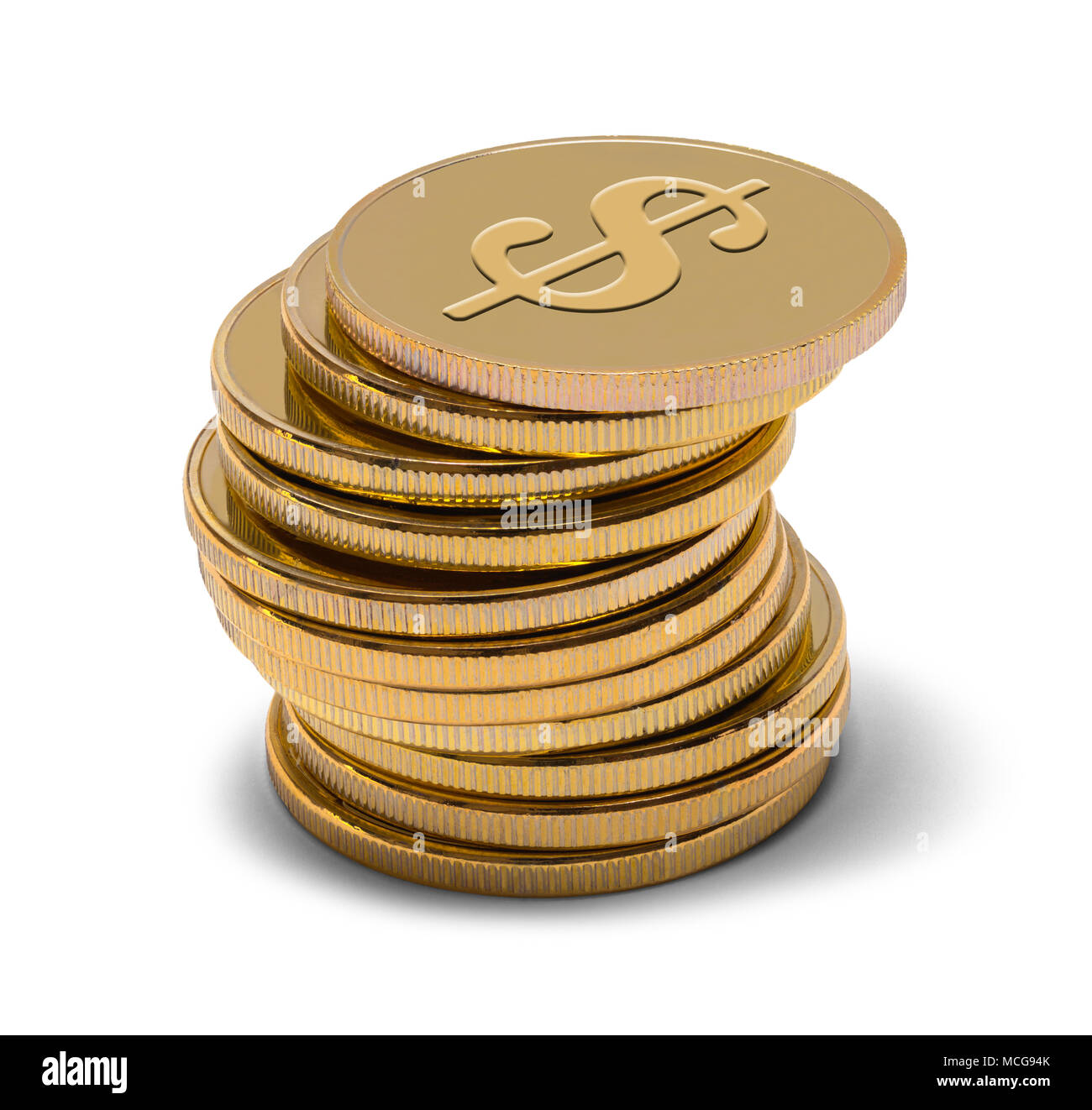 Pile of Money Gold Coins Isolated on a White Background Stock Photo - Alamy