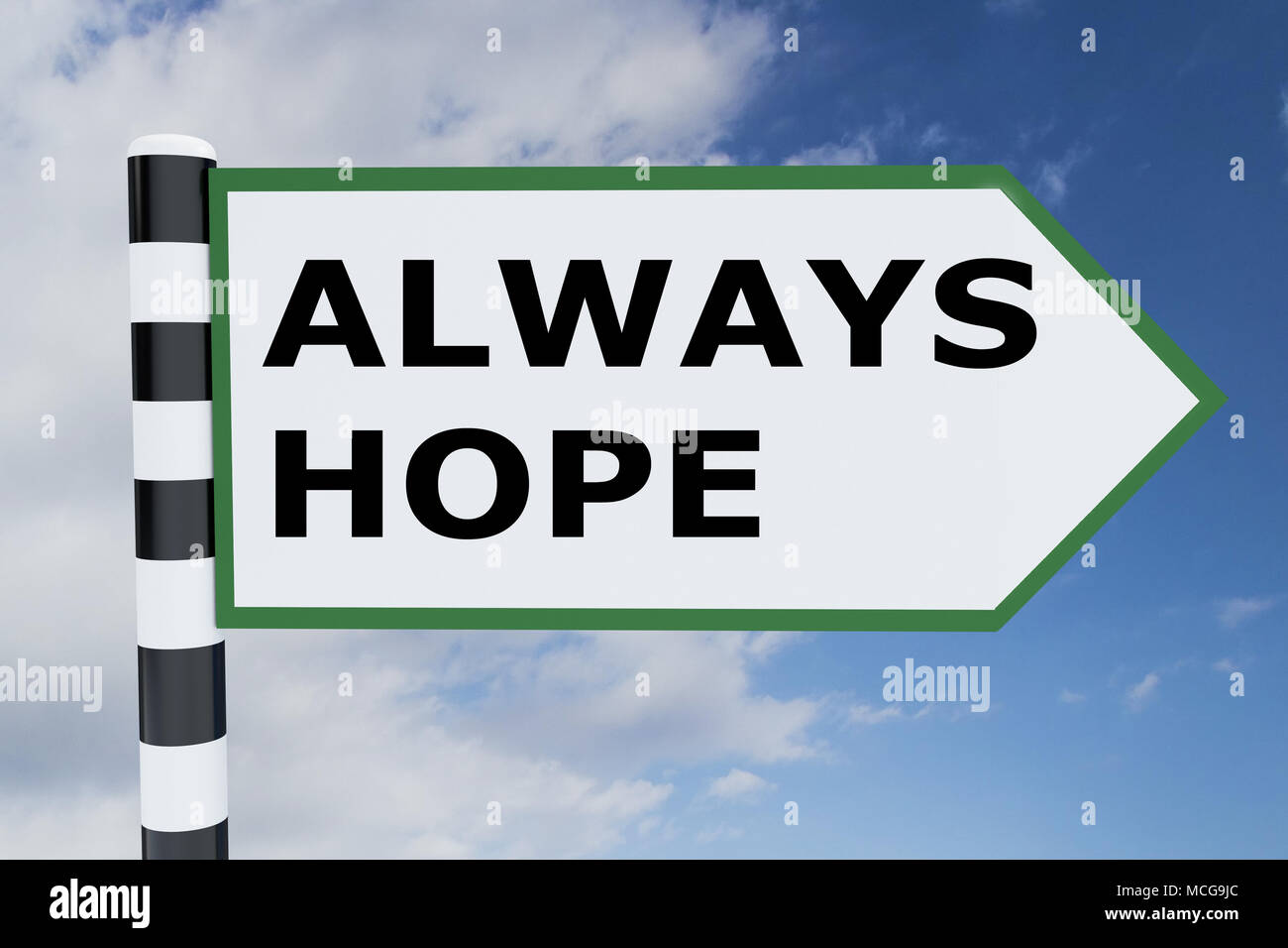 3D illustration of ALWAYS HOPE script on road sign Stock Photo - Alamy