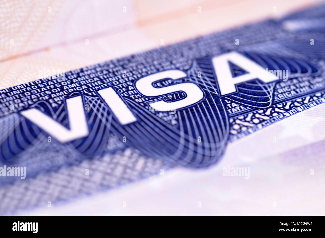 Closeup detail of a US visa document Stock Photo - Alamy