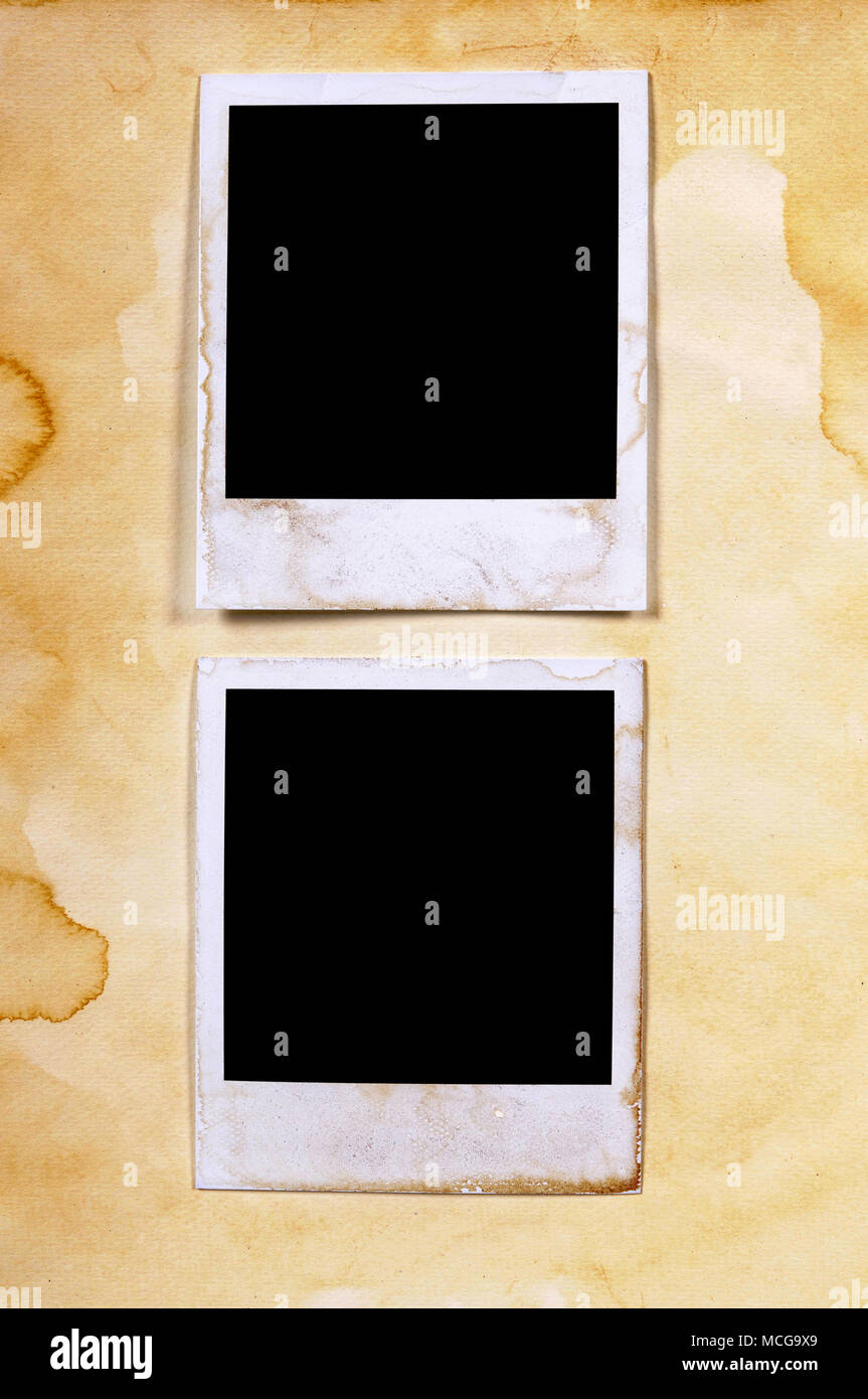Old vintage stained polaroid style blank photo print frames on ...