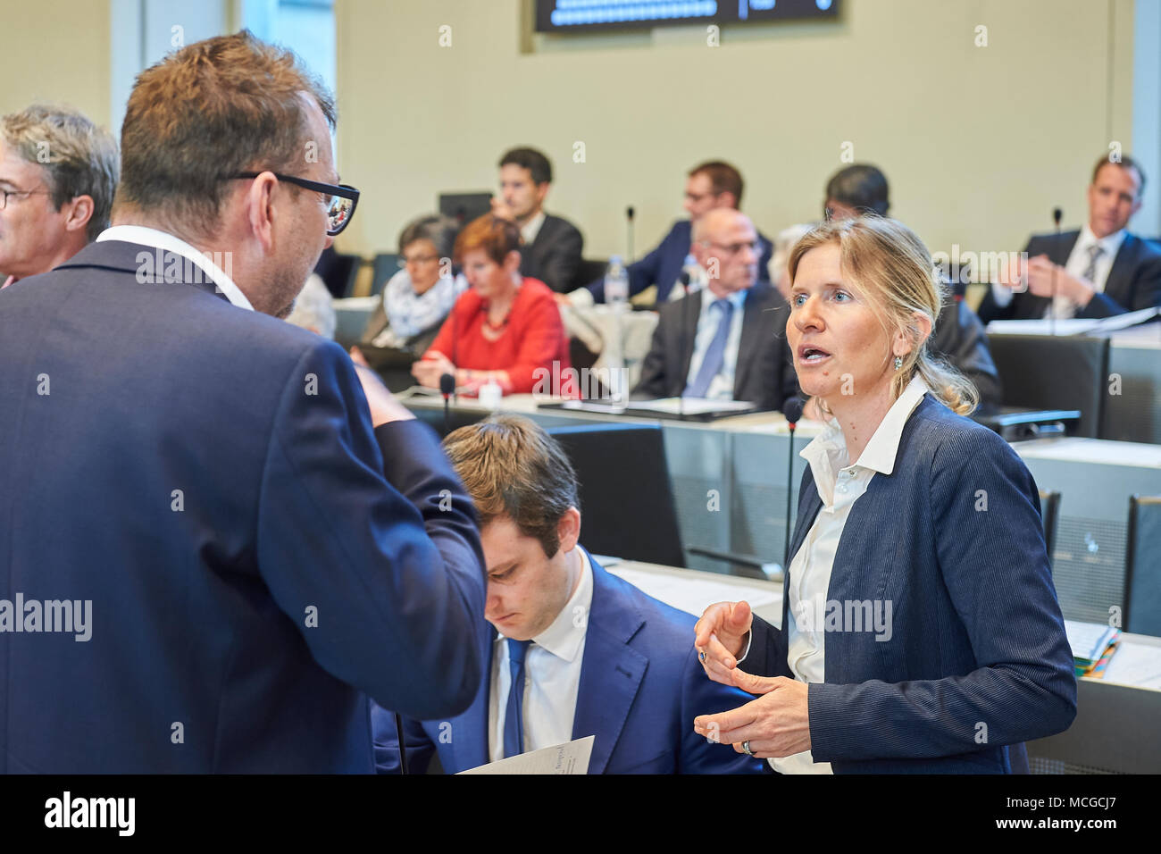 Chur, Switzerland, 16th April 2018. Peter Peyer and Sandrea Locher ...