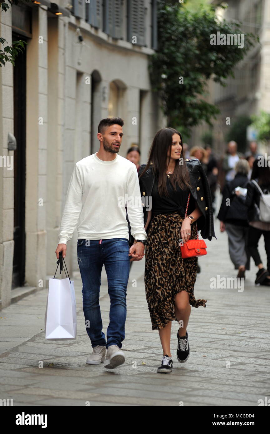 Milan, Fabio Borini and wife Erin in the shopping center Fabio Borini ...