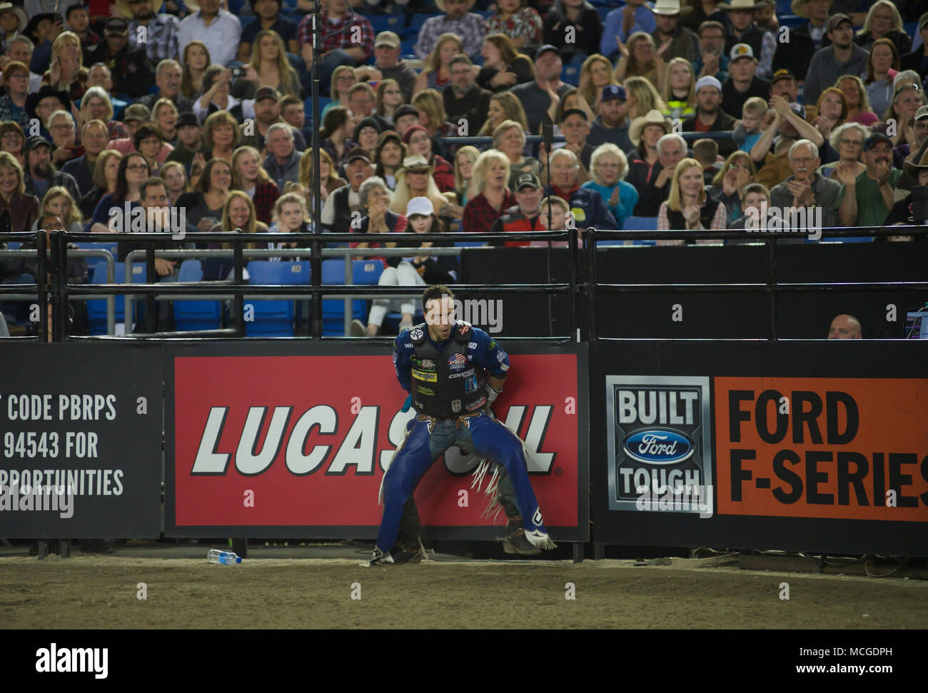 Tacoma, Washington, USA. 15th Apr, 2018. Bull rider CODY NANCE shows ...