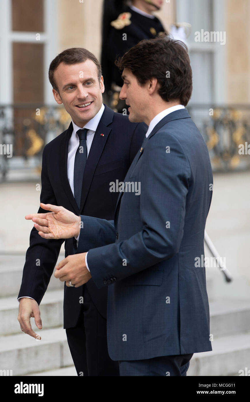 Emmanuel macron and justin trudeau hi-res stock photography and images ...